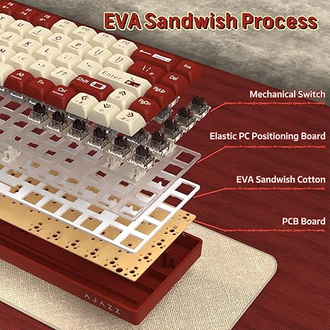 AJAZZ Keyboard AK680 Mechanical Gaming Keyboard Wired Red and White ...