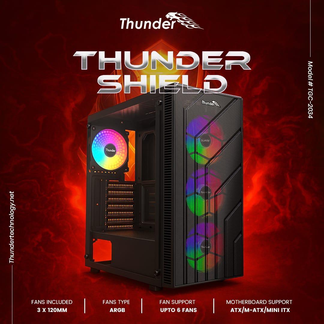 Thunder Casing Shield ATX With 3 ARGB Fan Black Price in Pakistan ...