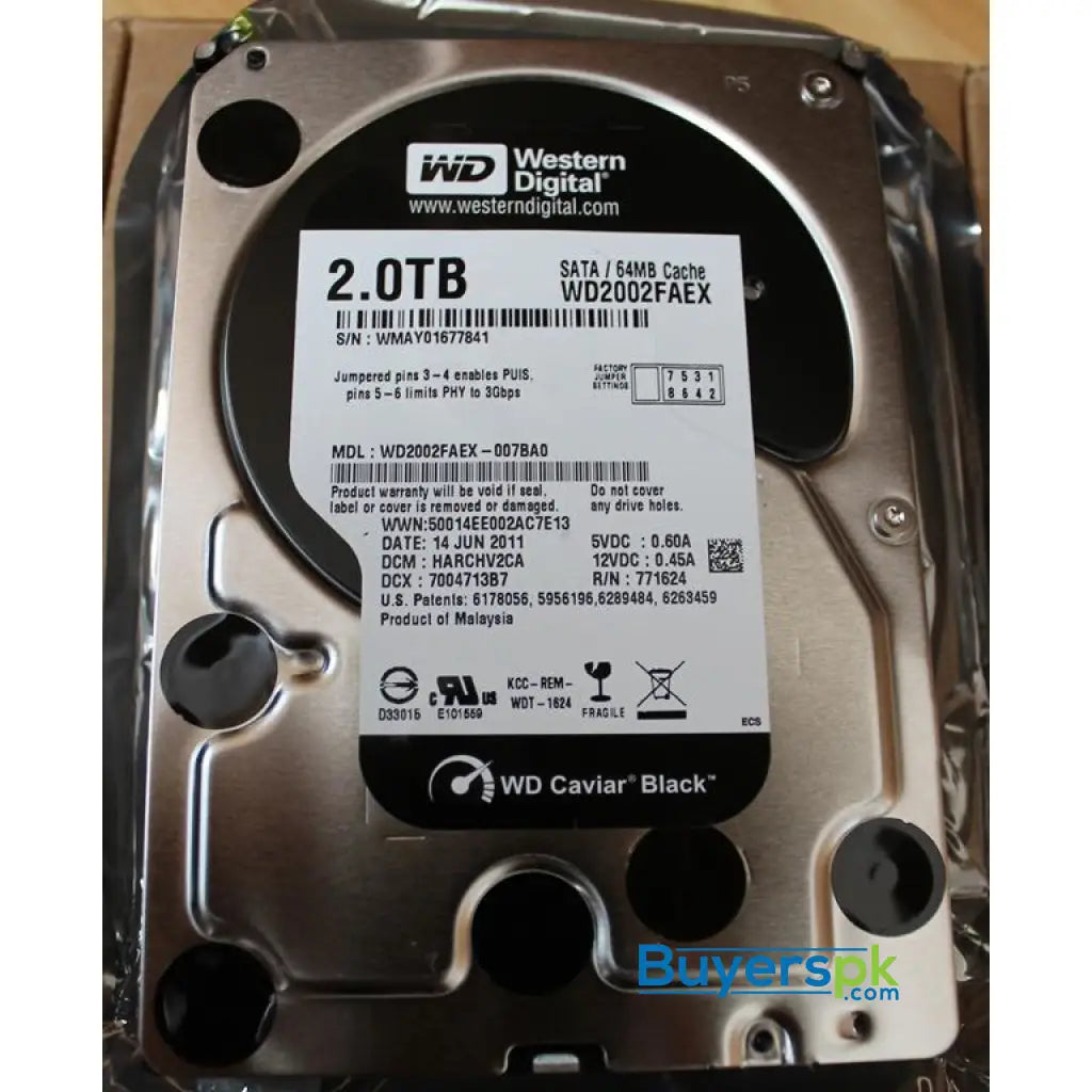 Wd Hdd Hard Disk Drive 2tb Caviar Black used Wd2002faex Buyerspk.com ...